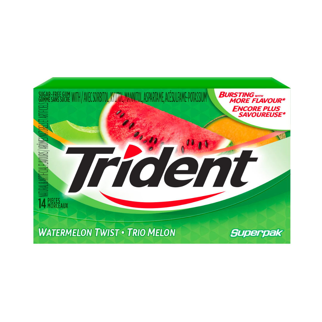 Trident Super Pak Watermelon 14pc - 12pkgs/bx – Aiton Drug Co