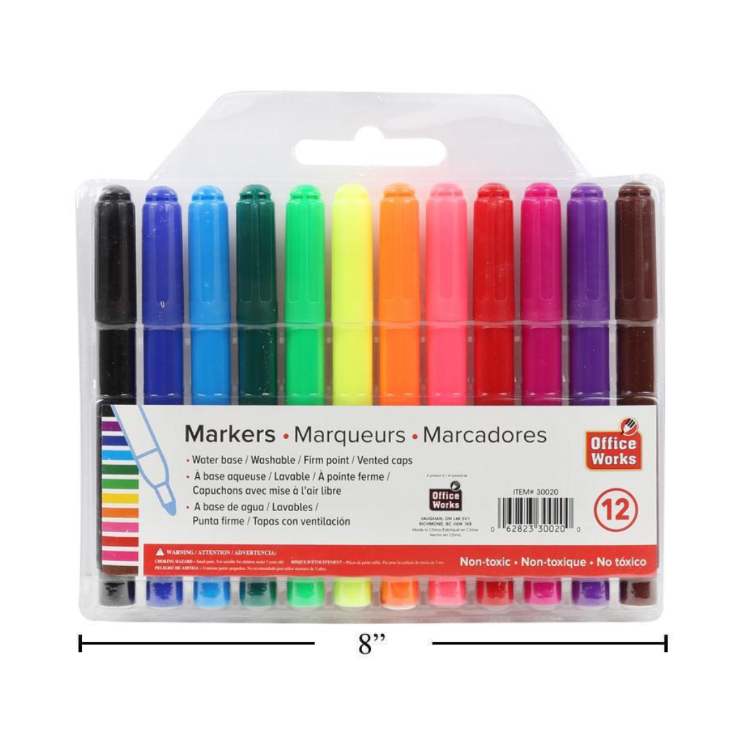 Office Works Colour Markers 12 pc Round Tip – Aiton Drug Co